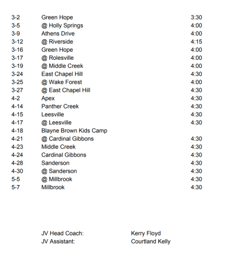 2020 BHS Varsity /JV Baseball Schedule | Broughton High School Baseball